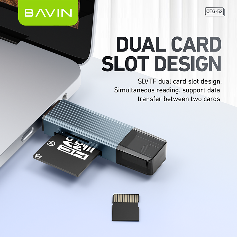 BAVIN O52 Multi-Function Card Reader 3 in 1 Type-C to USB 3.0 + iPh ...