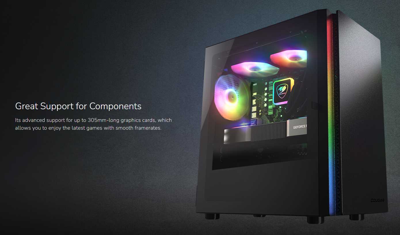 Cougar Computer PC Case Purity RGB Mini Tower Case Tempered Glass ...