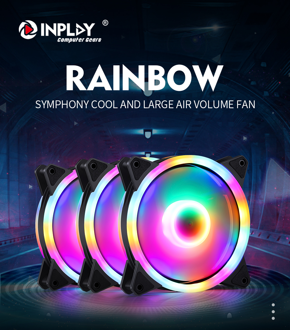 Inplay M10 Rainbow RGB 120mm Led Case Fan Cooling For Pc/Computer ...