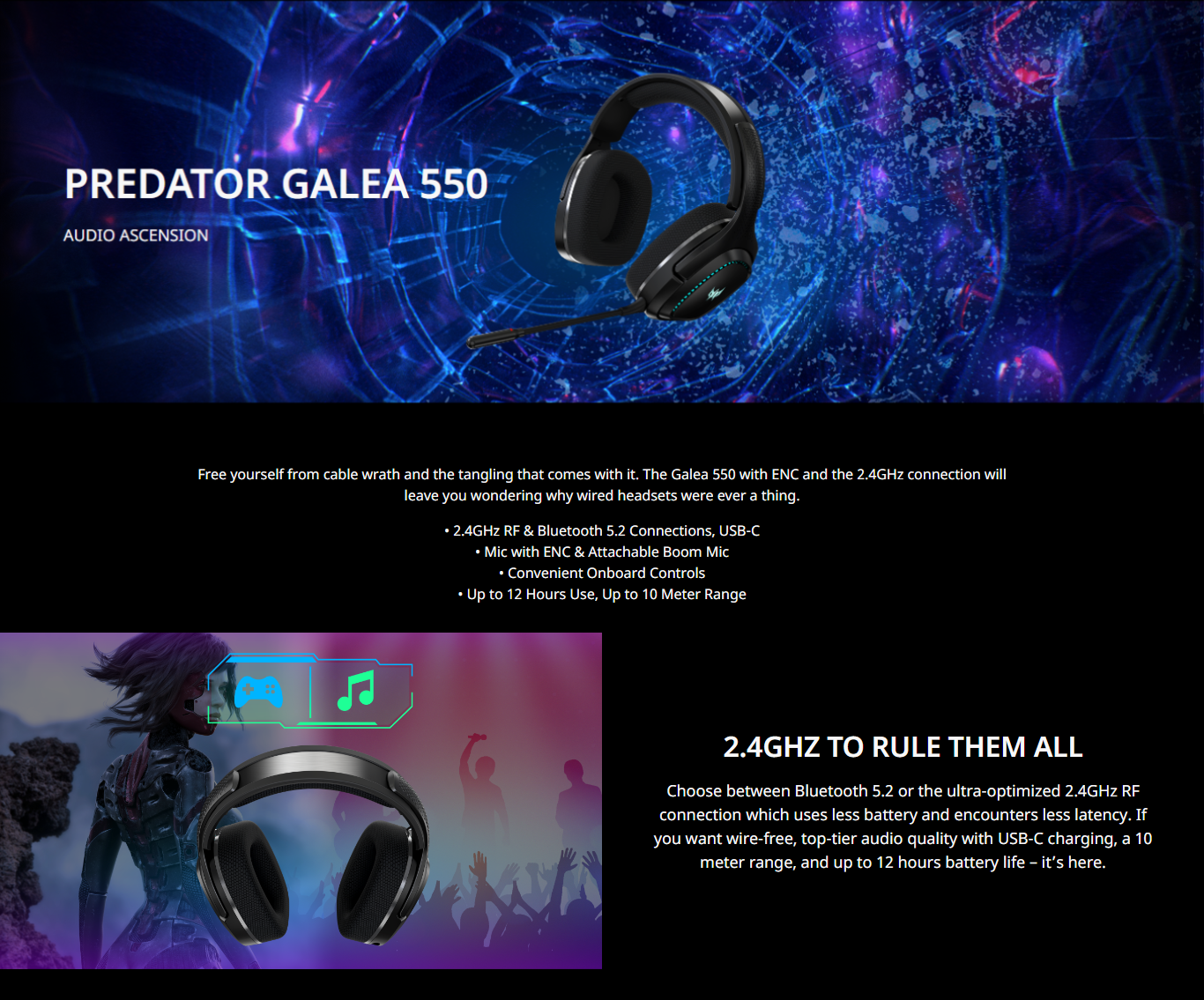 Acer Predator Galea 550 Virtual Surround Sound Omni-Directional Mic ...