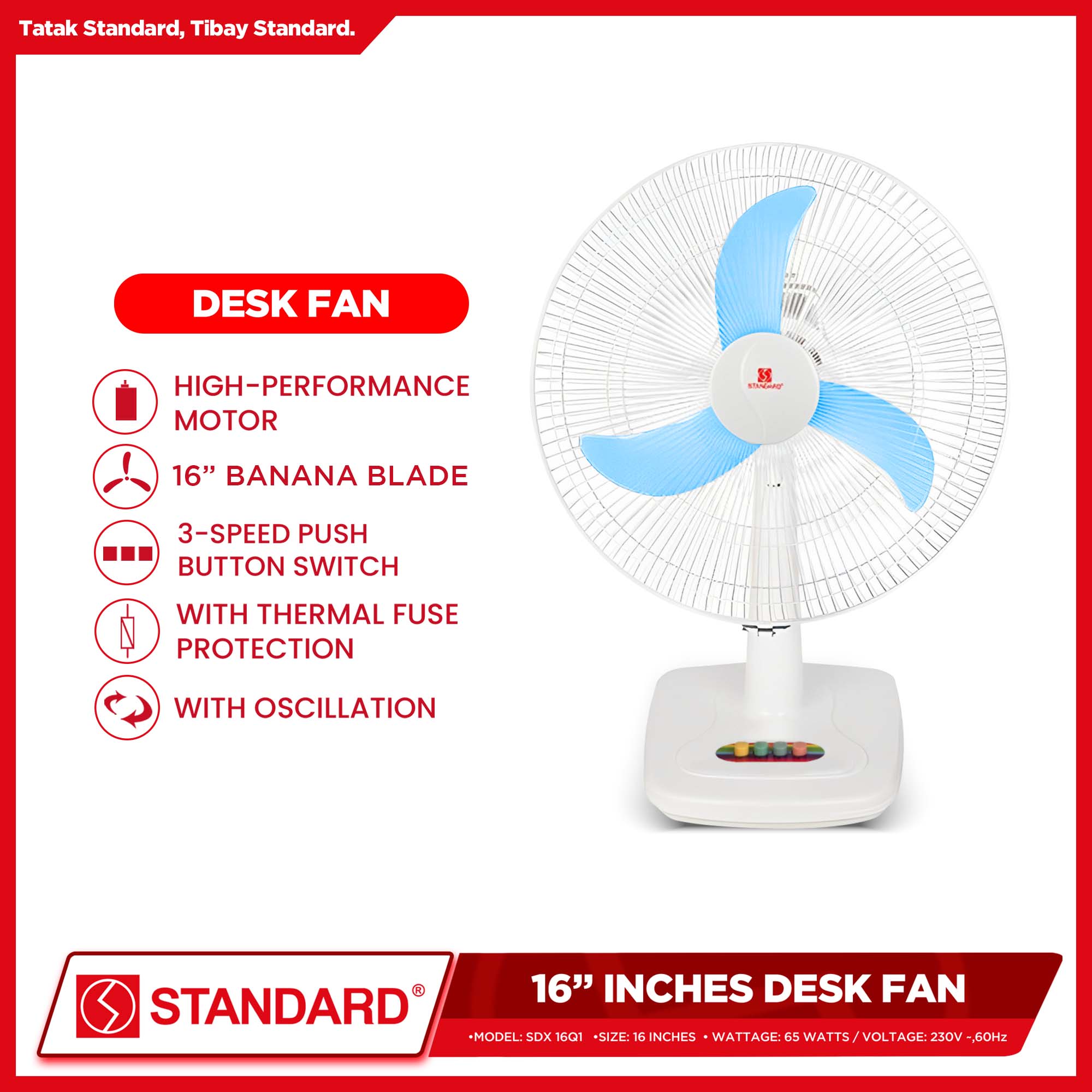 Standard Desk fan 16" Plastic Banana blade SDX16Q1 | Shopee Philippines