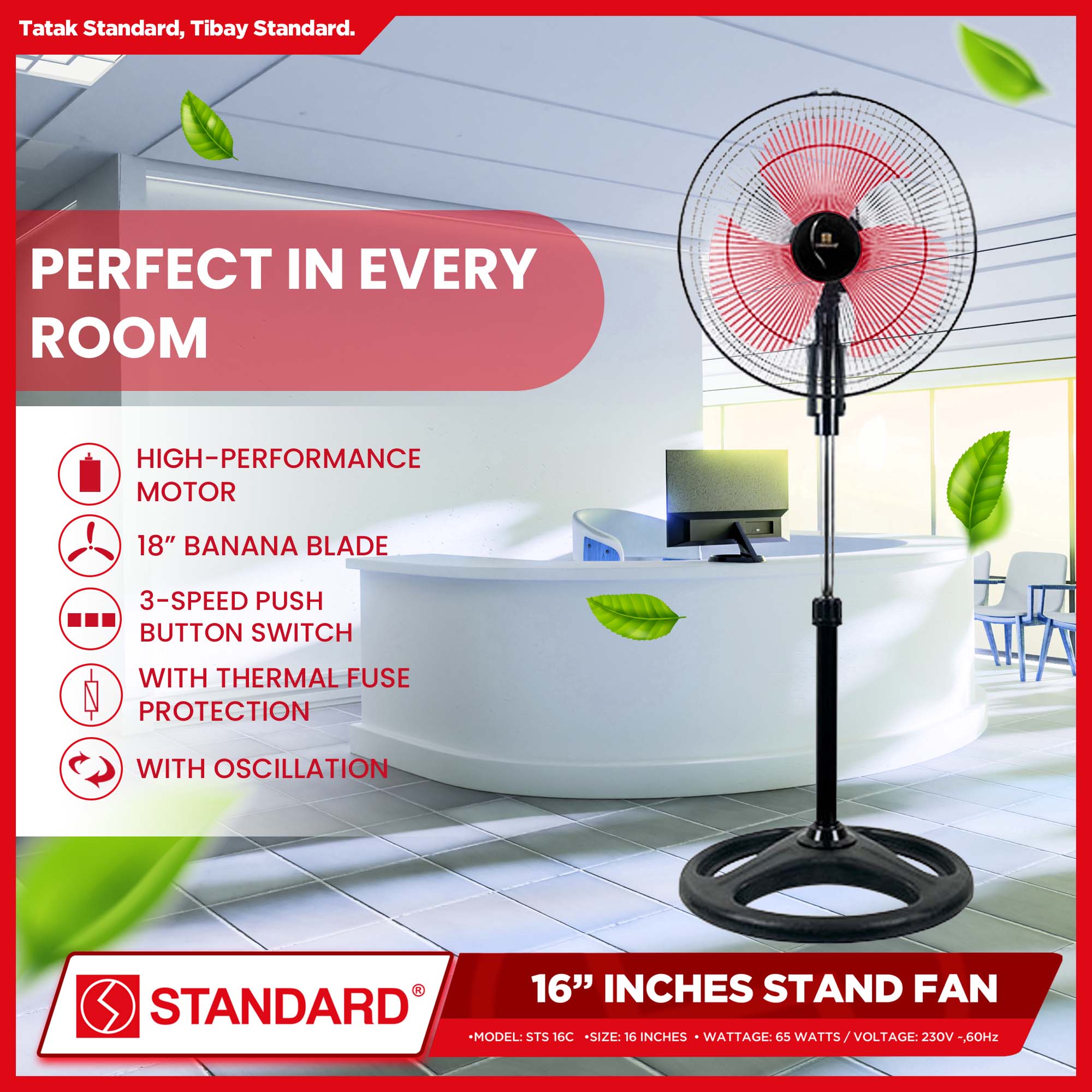 Standard Stand Fan 16" Big Plastic Blade STS 16C | Shopee Philippines
