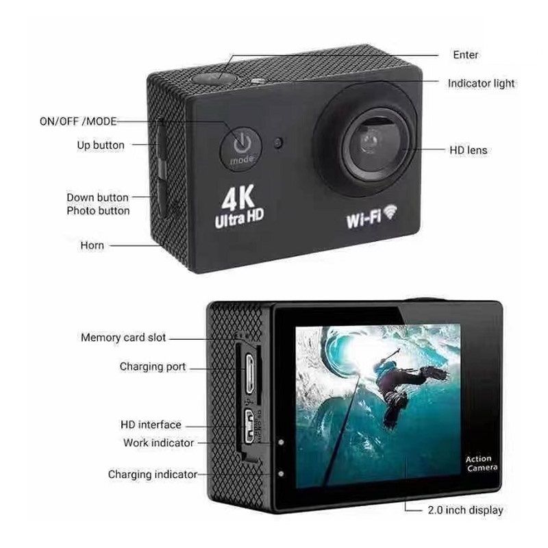 D800R 4K Ultra HD Action Sports Camera WiFi Waterproof Body Camera ...