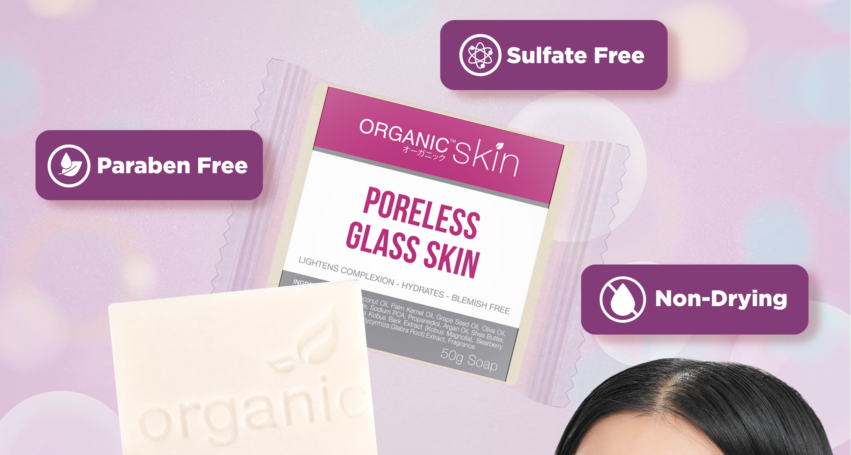 Organic Skin Japan Poreless Soap 50g Glass Skin Care Whitening Bar Face ...
