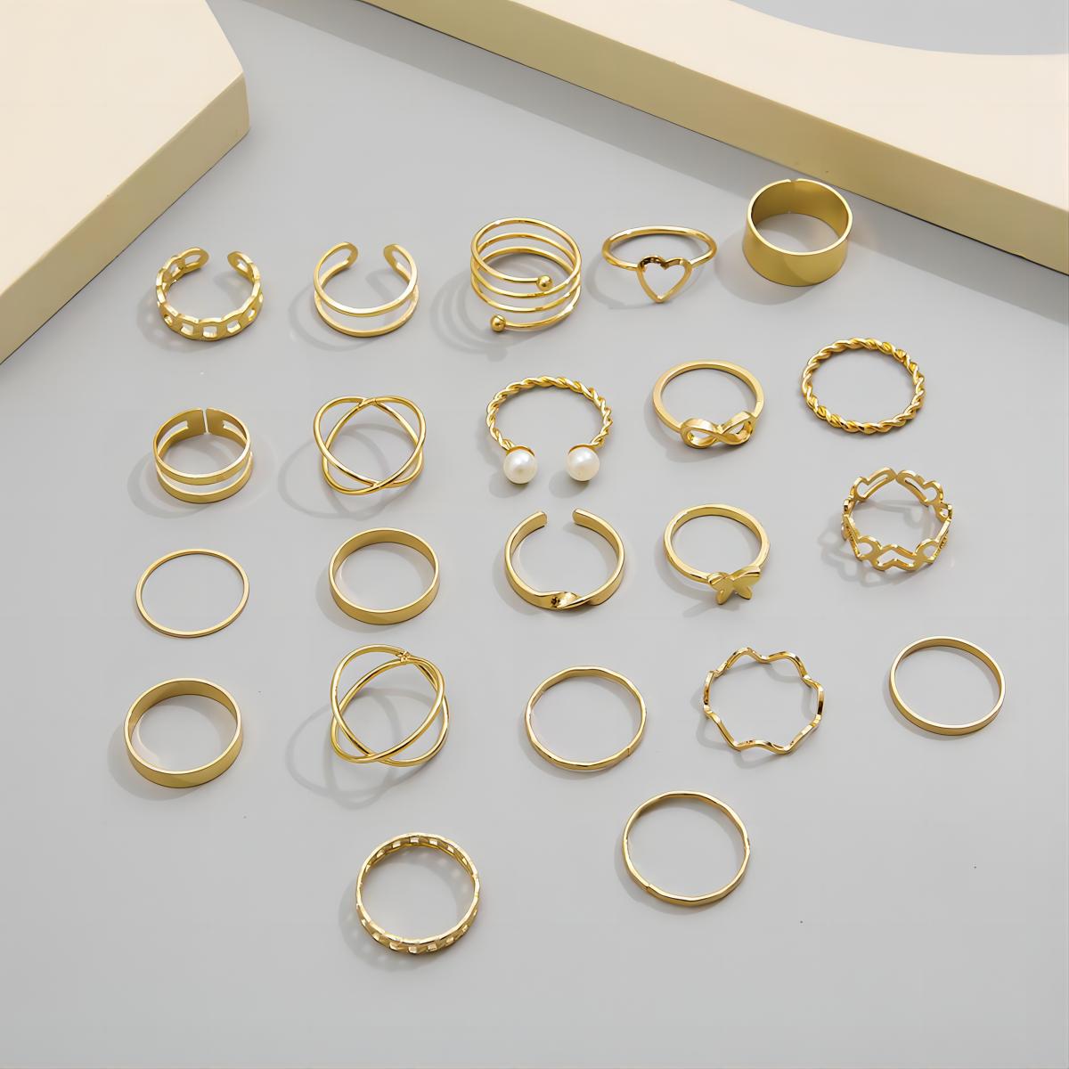 INS HOT 22Pcs/Set Fashion Jewelry Women Rings For Daily Life Hollow ...
