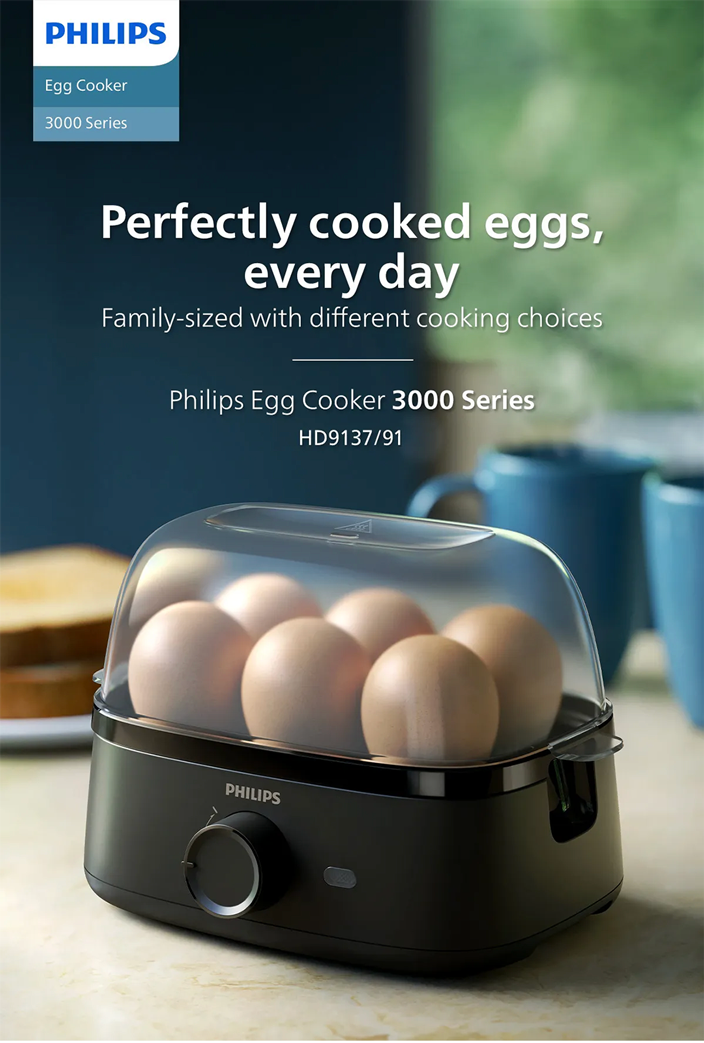 PHILIPS Egg Cooker HD9137/91 With Poached Egg Tray, Family Sized With ...