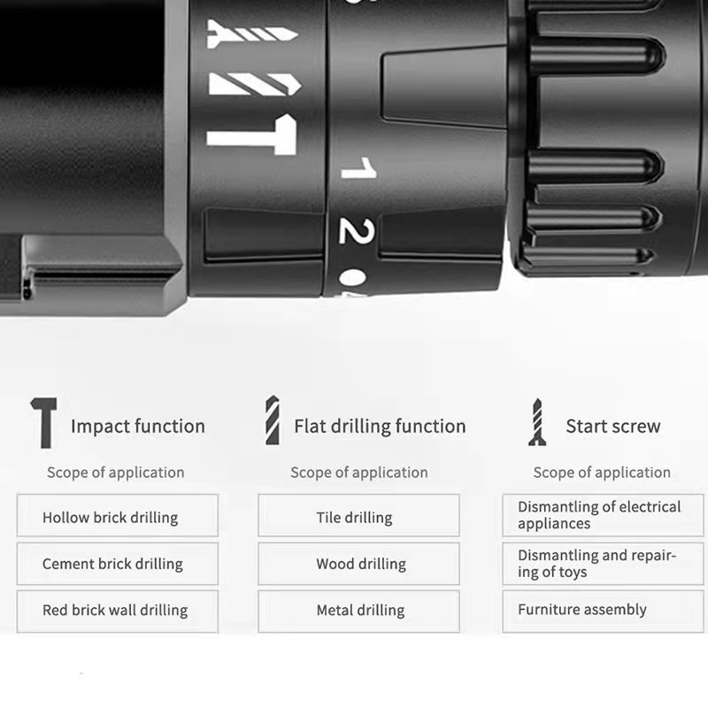 Htt Cordless Hammer Drill Driver Impact Drill Hand Drill With Free Two