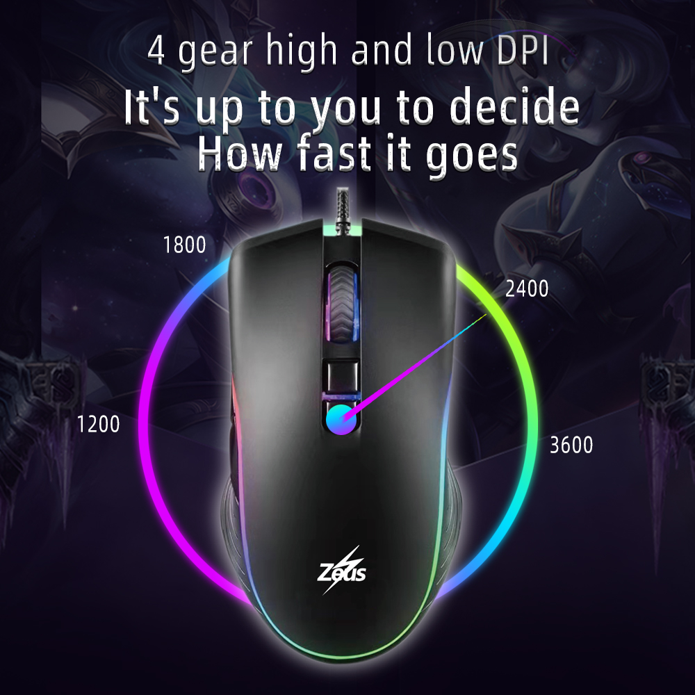 Zeus® MR-001 7-Button Wired Gaming Mouse RGB Backlit Gaming - Graded ...