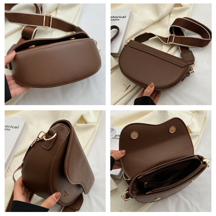 Luxury Leather Sling Bag for Woman Vintage Design Saddle Bag Fashion ...