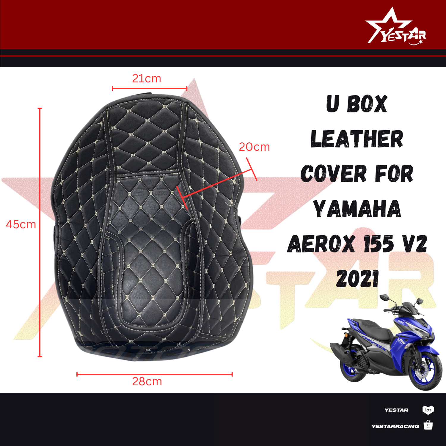 Yestar 1Pcs UBox For Yamaha Aerox V2 2021 Ubox Leather Cover Matting ...