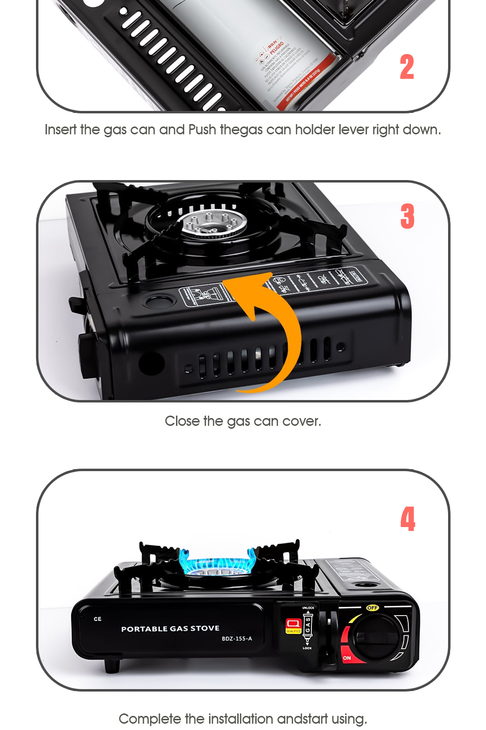 Portable Butane Gas Stove Mini Camping Stove Burner Box Outdoor Picnic ...
