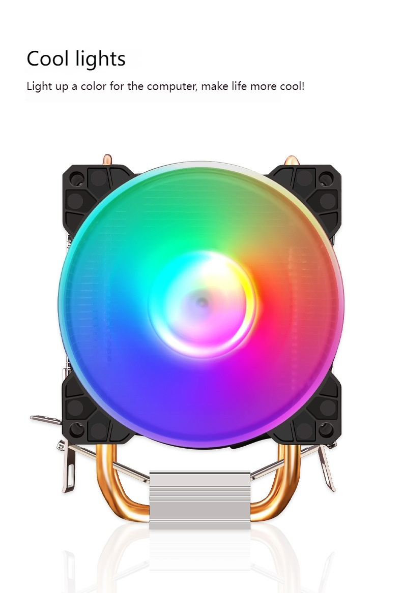 Double Copper Tube CPU Fan Desktop Computer Luminous Mute AMD Air ...