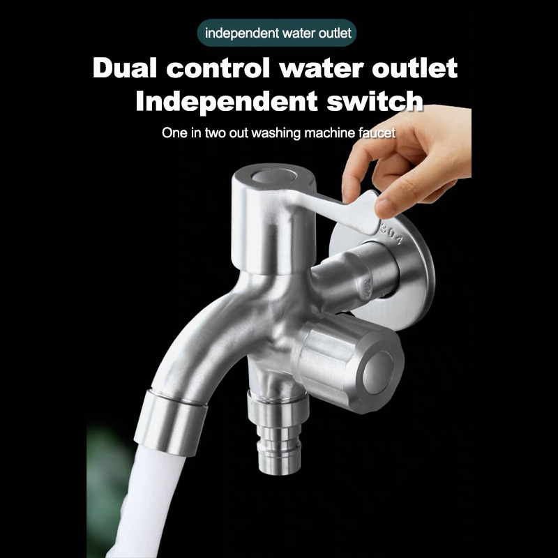 Stainless steel 1 in 2 out dual way copper valve faucet, bathroom ...