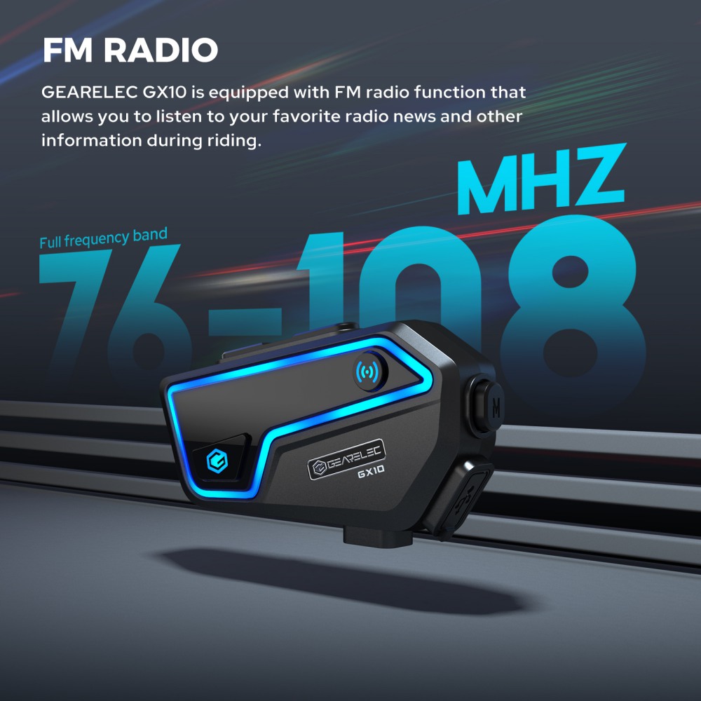 GEARELEC GX10 Motorcycle Helmet Intercom Headset For 10-Riders 2000M ...