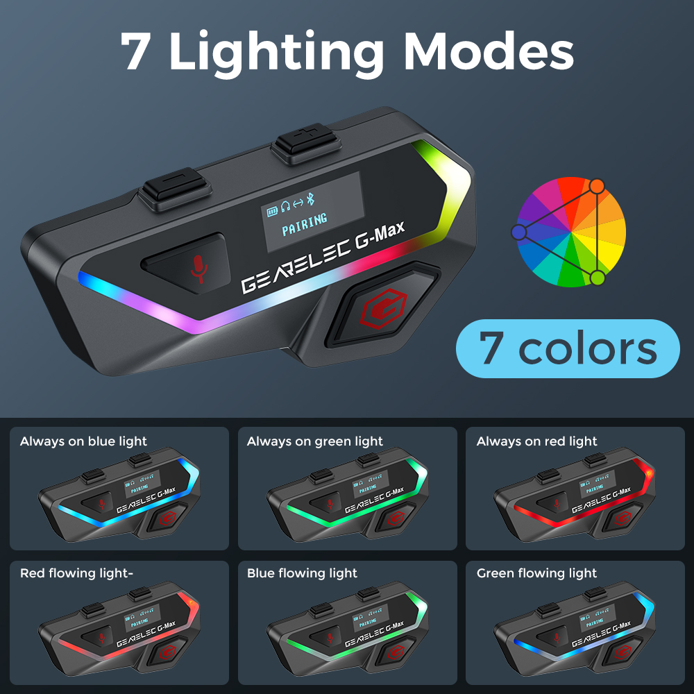 GEARELEC G-Max Group Of 6 Wireless Intercom Bluetooth Helmet Motorcycle ...