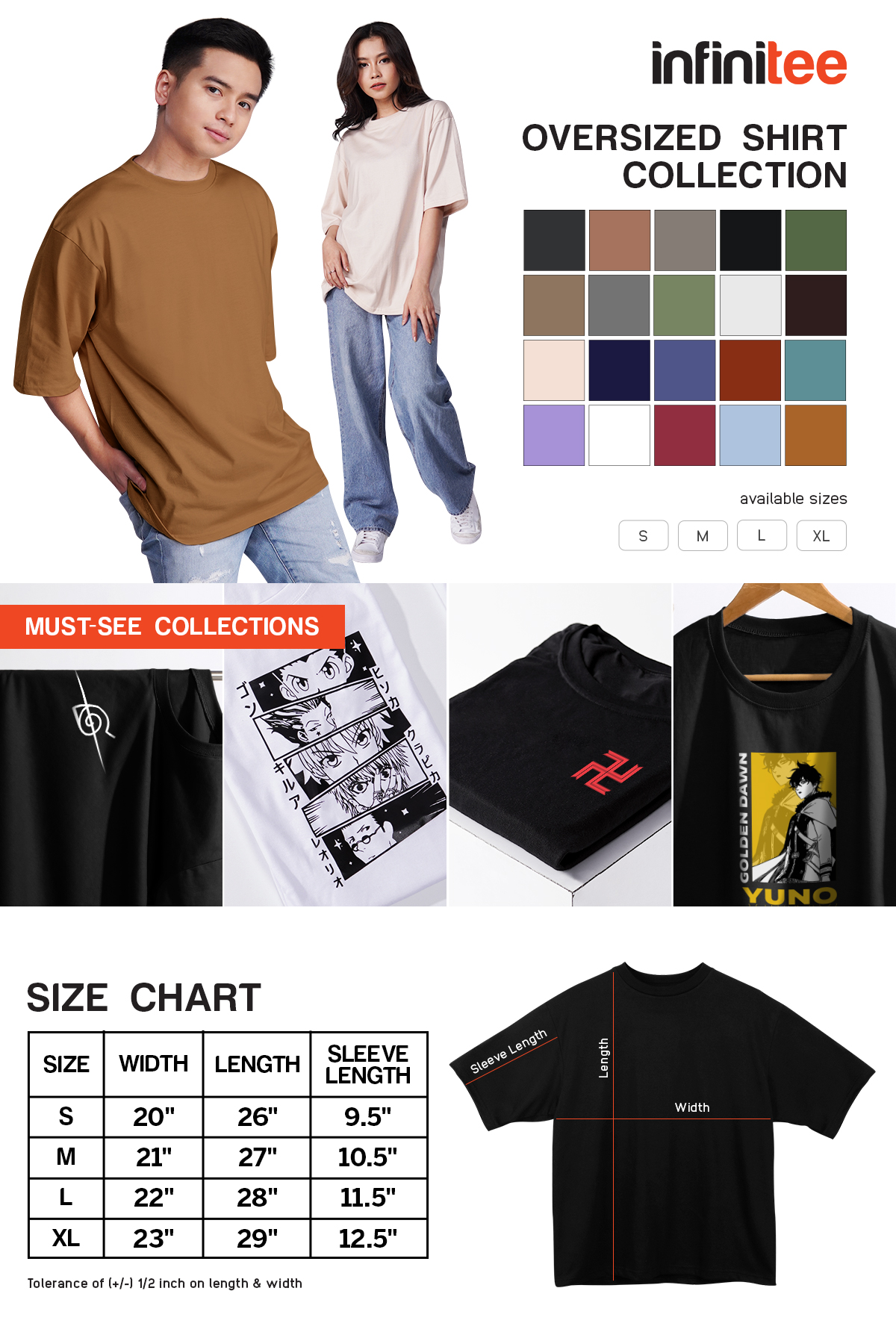 Infinitee Oversized Shirt For Men Women Gray Rust White Blue Olive ...