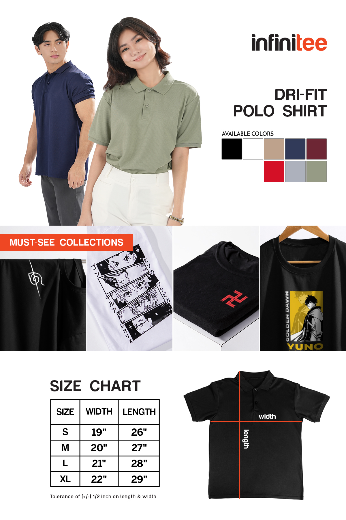 Infinitee Drifit Dri Fit Polo Shirt For Men Women Quick Dry Plain Basic ...