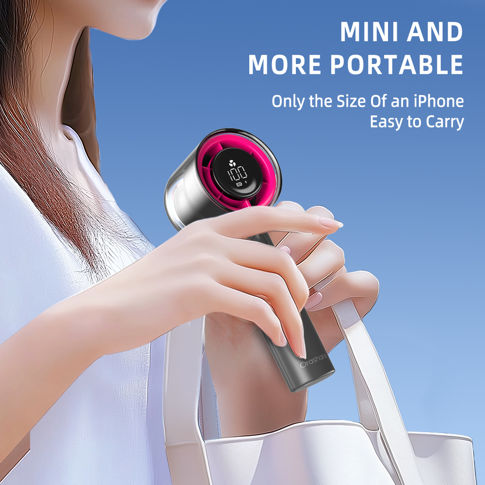 Orashare HF04 Mini High Speed Fan With LED Display 100 Gear Wind Speed ...