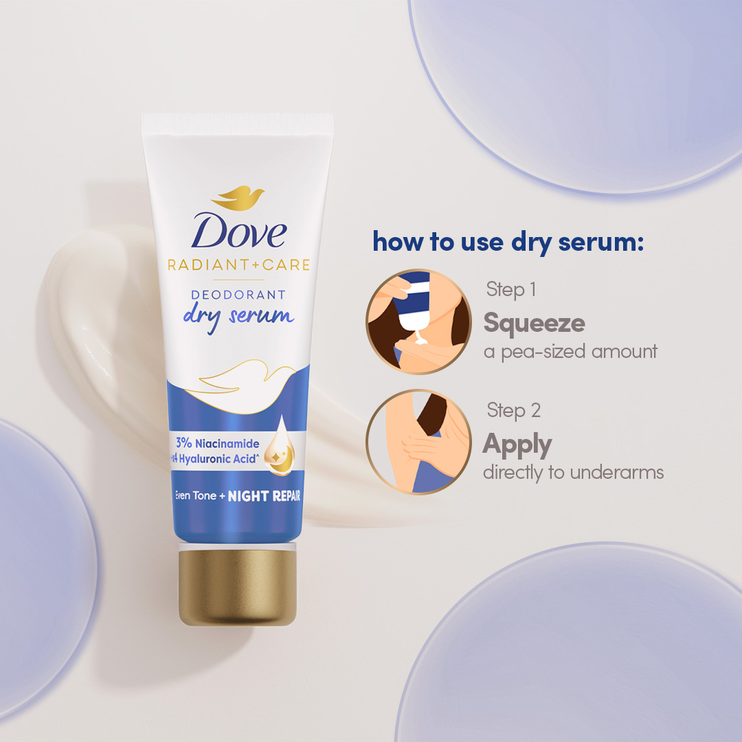 Dove Radiant + Care Deodorant Dry Serum 3% Niacinamide x4 Hyaluronic ...