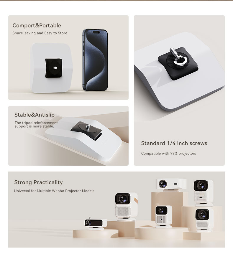 Wanbo Desktop Portable Stand Projector ±15° adjustable angle Easy ...