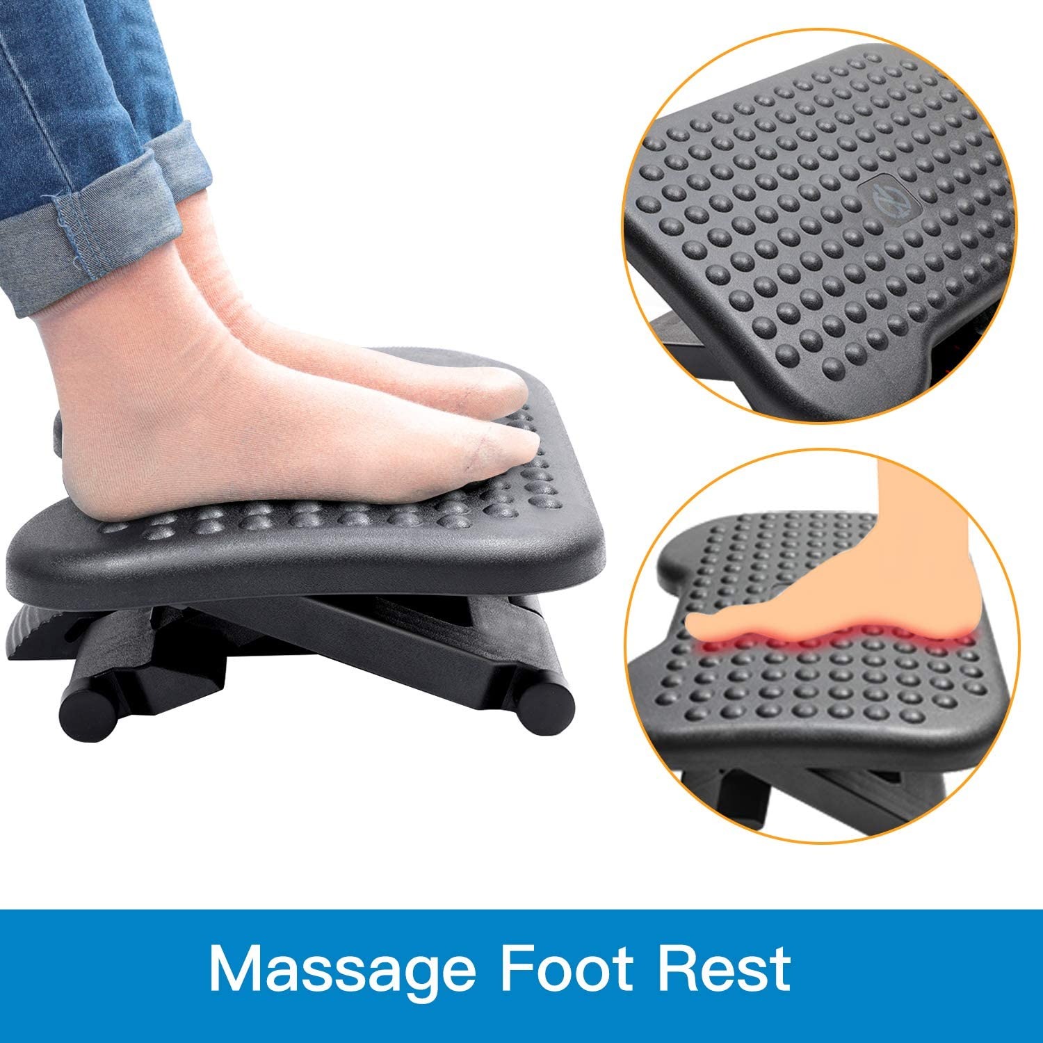 Adjustable Height and Angle Anti-Slip Foot Stool Ergonomic Foot Rest ...