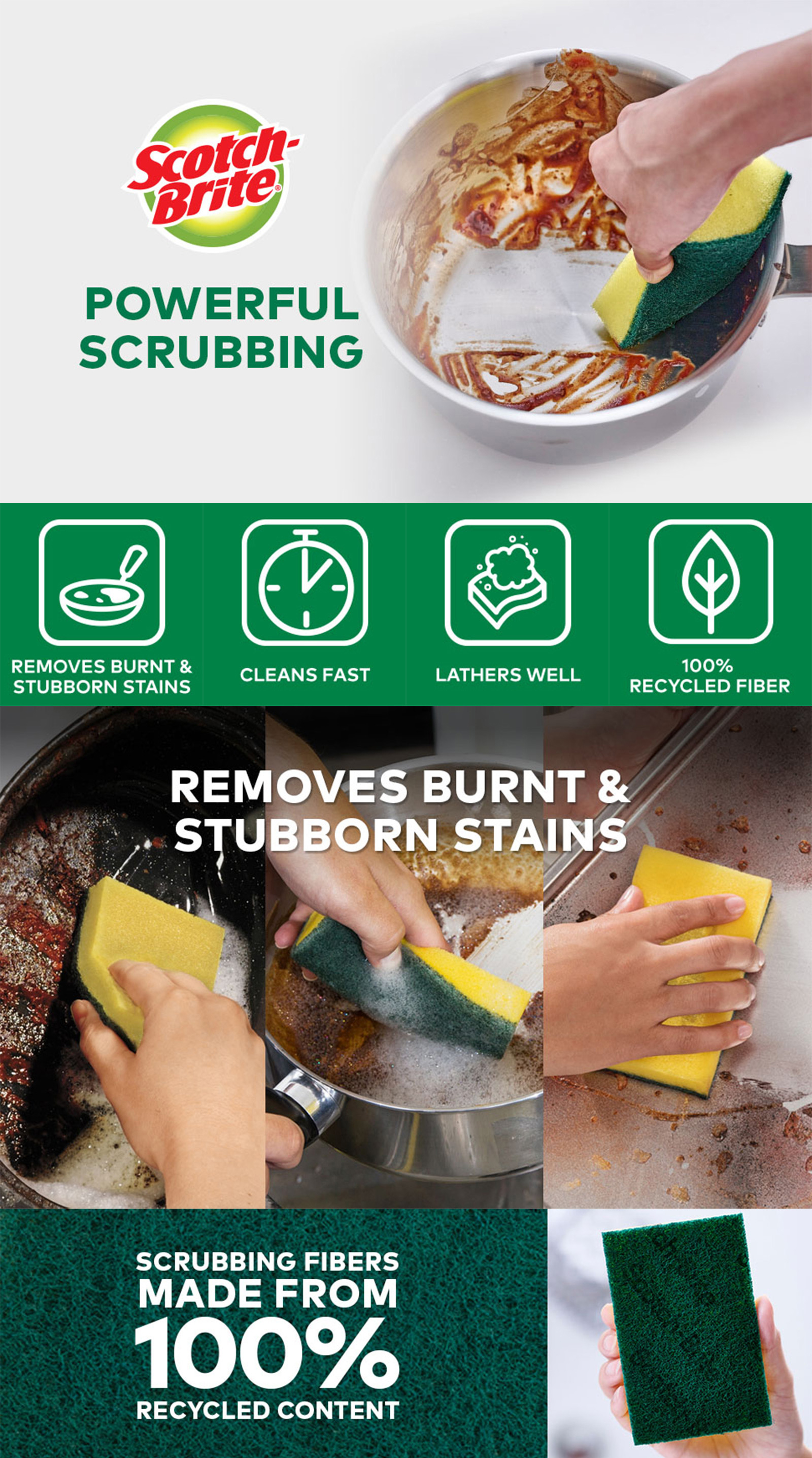 3M™ Scotch Brite® Tough Clean Scrub Sponge Trial Loose 100mm x 70mm ...