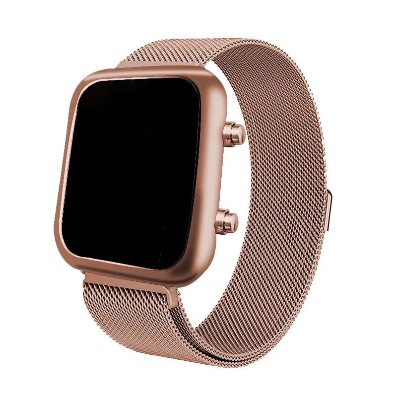 LED Screen Magnetic Digital Watch Stainless Magnet Wristwatch Unisex ...