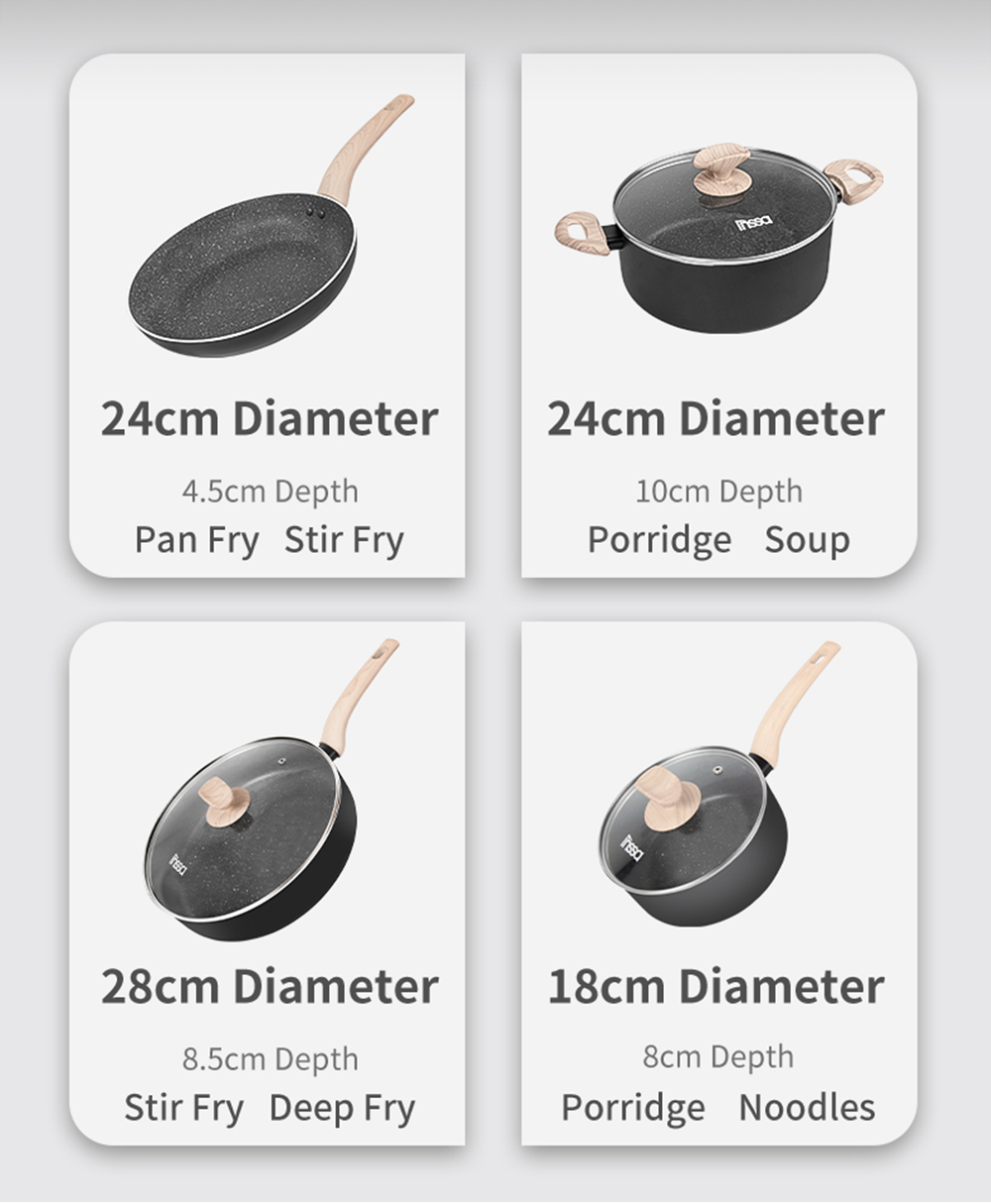 INSSA Saucepan With Lid 18cm Milk Pan Non-stick Coating Non-PFOA ...