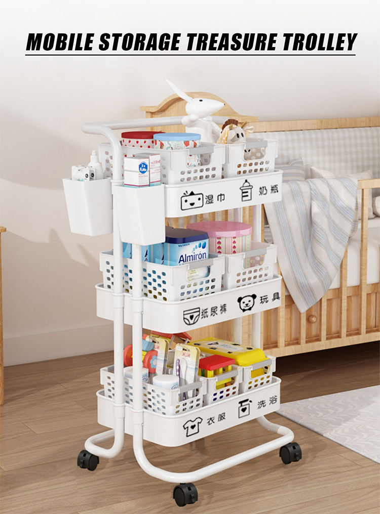 3Tier Kitchen Utility Trolley Cart Shelf Storage Rack Organizer with ...