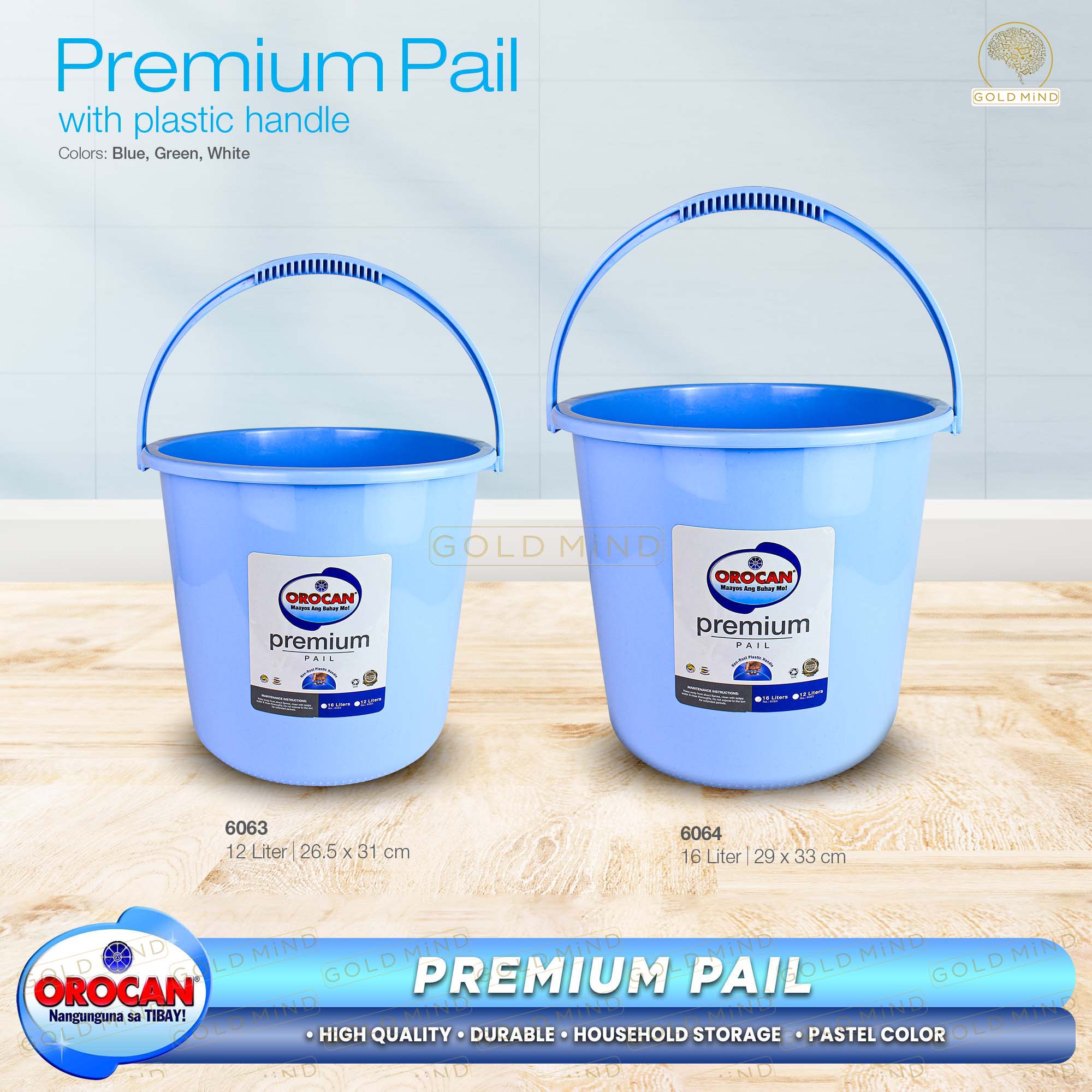 Orocan Premium Pail 12 Liters (Blue, Green and White) | Shopee Philippines
