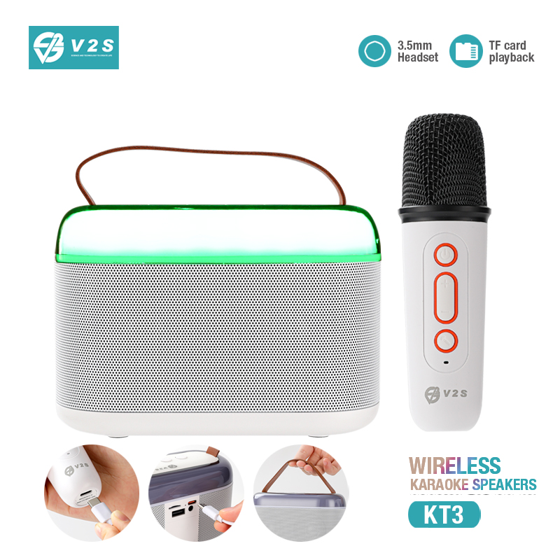 V2S KT3 Mini Karaoke Wireless Mini Bluetooth Speaker with Wireless ...