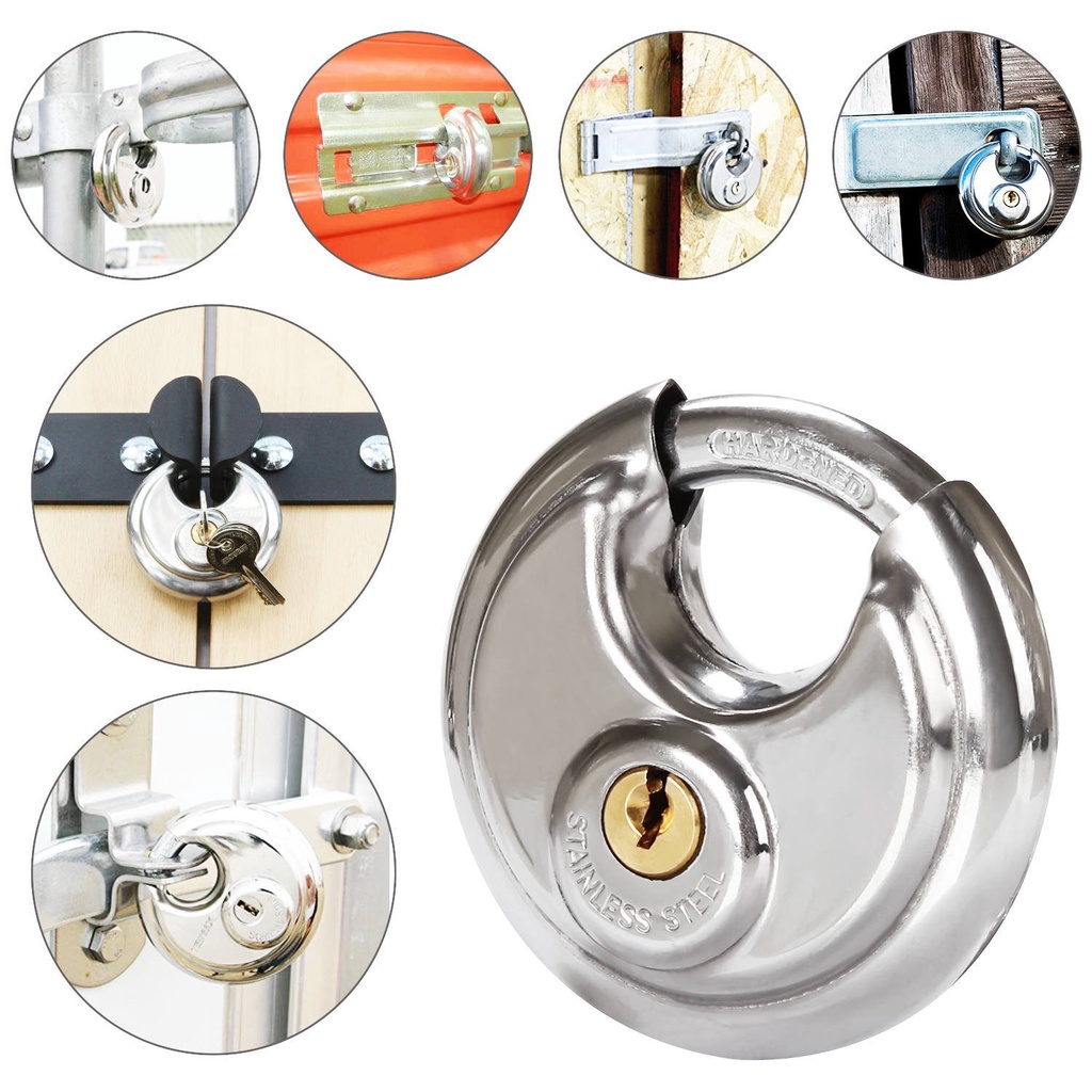 Anti-Theft Disc Padlock Stainless Steel Round Disc Lock waterproof for ...