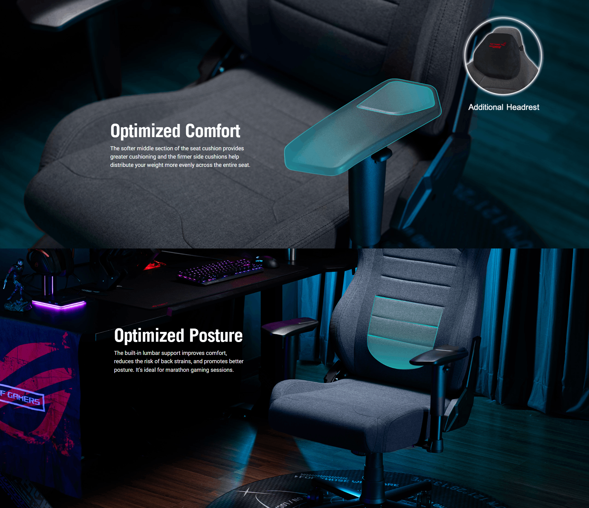 Asus ROG Aethon Fabric Edition All-Steel Frame 2D Adjustable Armrest ...