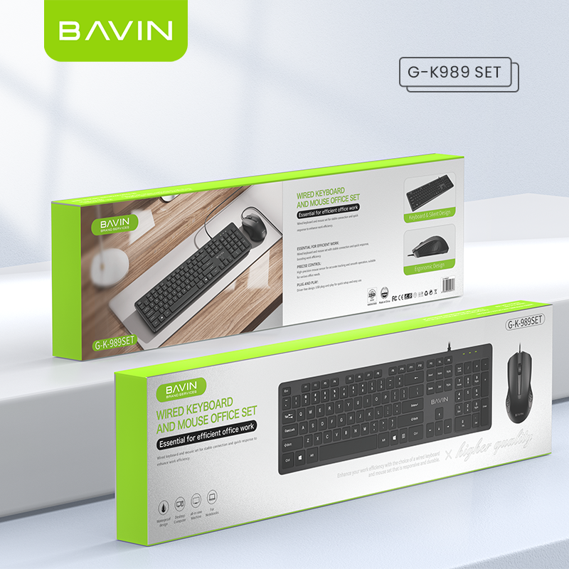 BAVIN K989 Wired Keyboard & Mouse Set Extra Durable & Splashproof ...