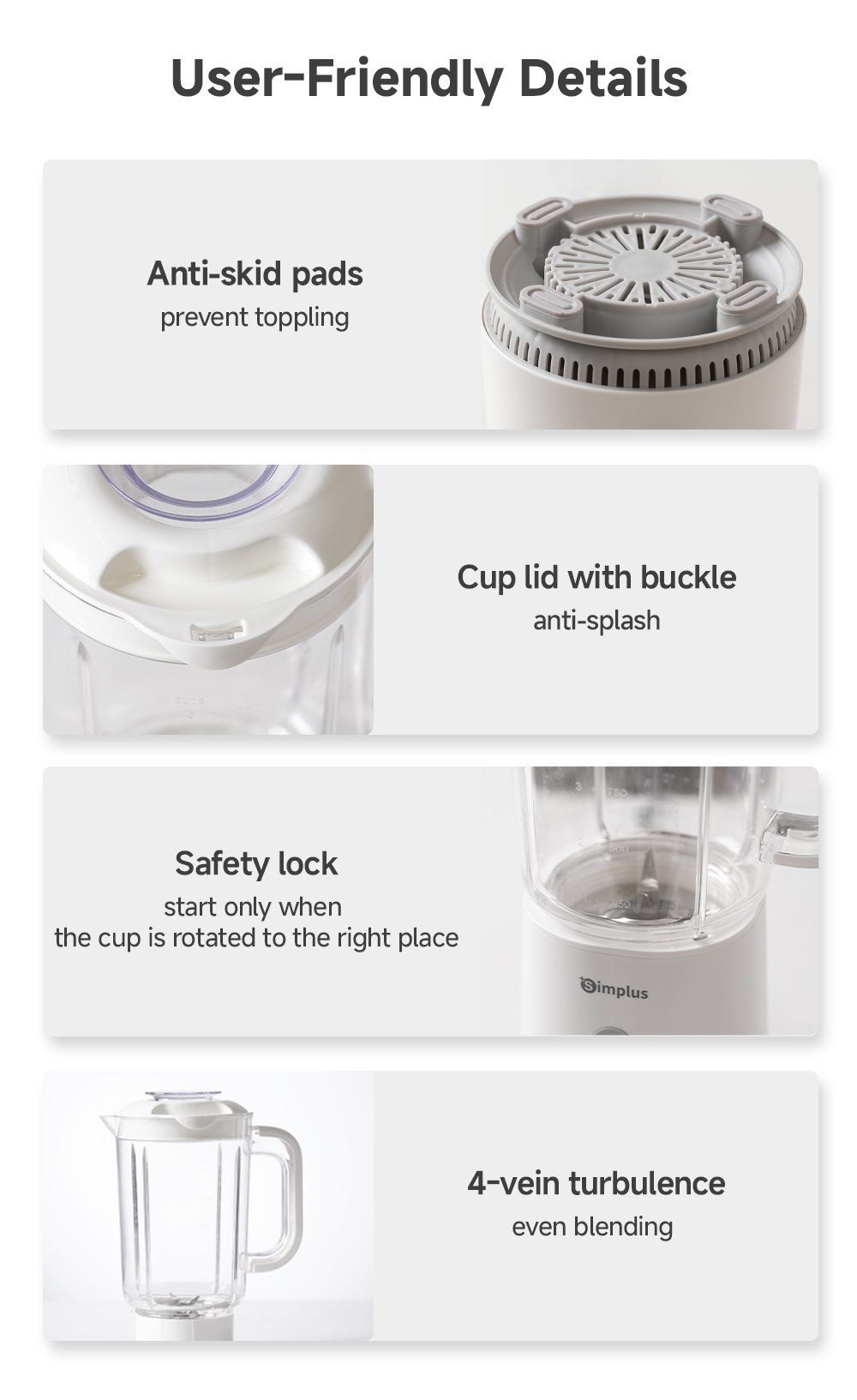 Simplus Blender 3 in 1 Food Processor Juicer Meat Grinder 3 Cups(1250ml ...