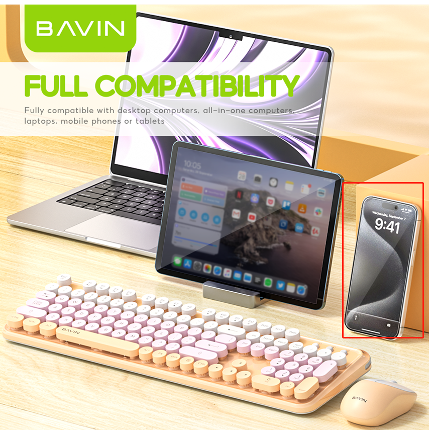 BAVIN K990 2.4G Cute Stylish Wireless Keyboard and mouse Compatible for ...