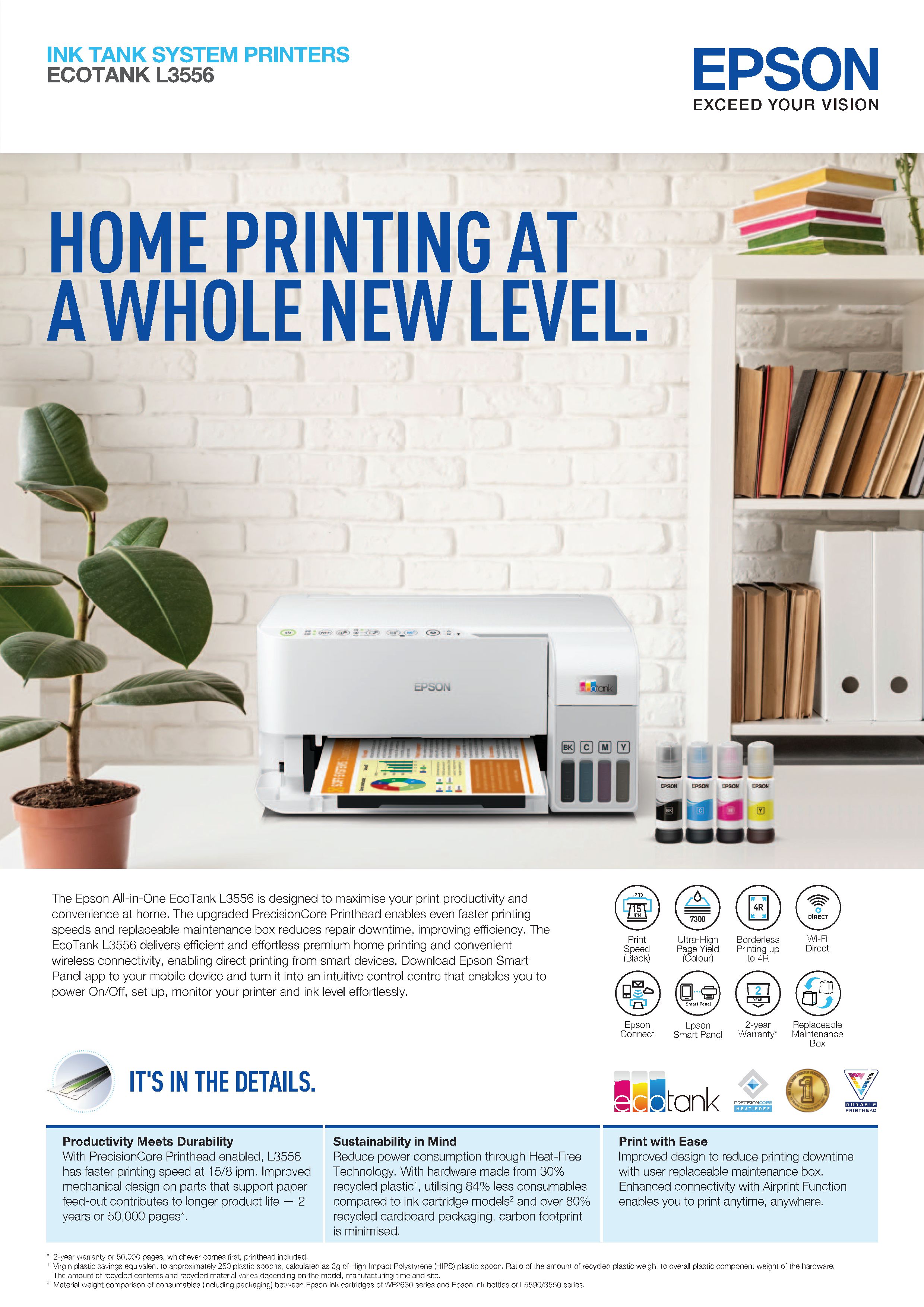 Epson L3556 EcoTank Ink Tank Printer White | Shopee Philippines