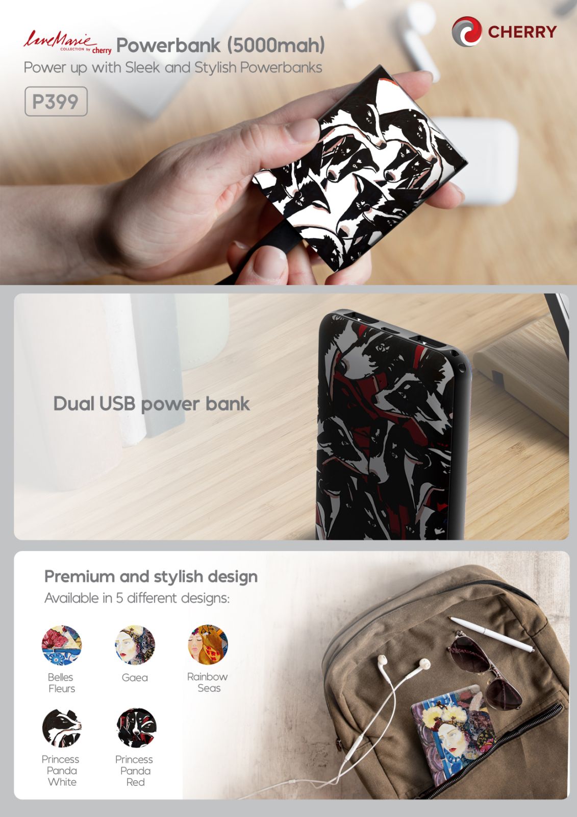 CHERRY x LoveMarie Powerbank (5,000mAh) | Shopee Philippines