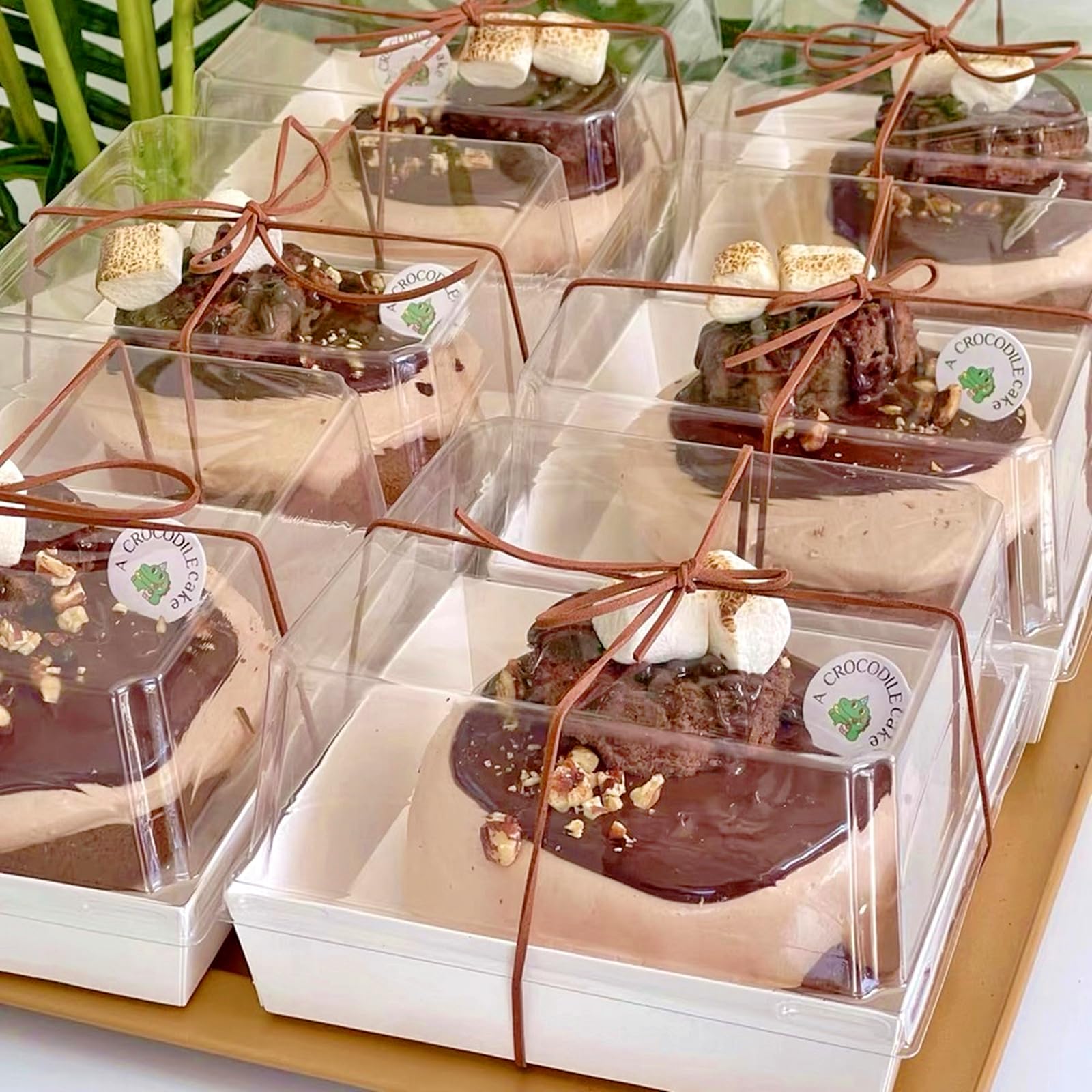 10PCS Square Cake Sandwich Box Square Kraft Box Transparent Pastry Box ...