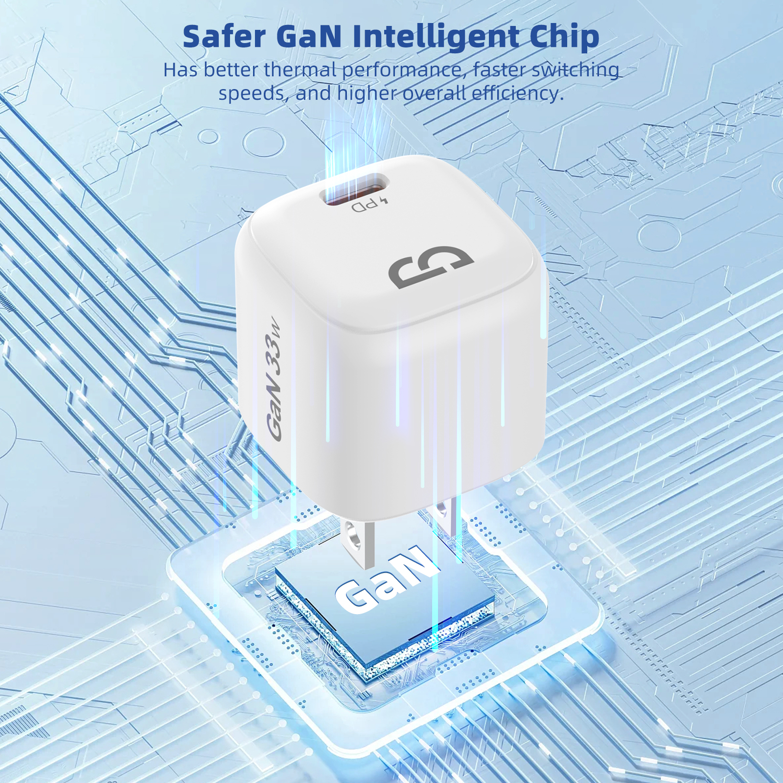 GOOJODOQ PD GaN Charger 33W for Android Phone Type C Built in Wall Fast ...