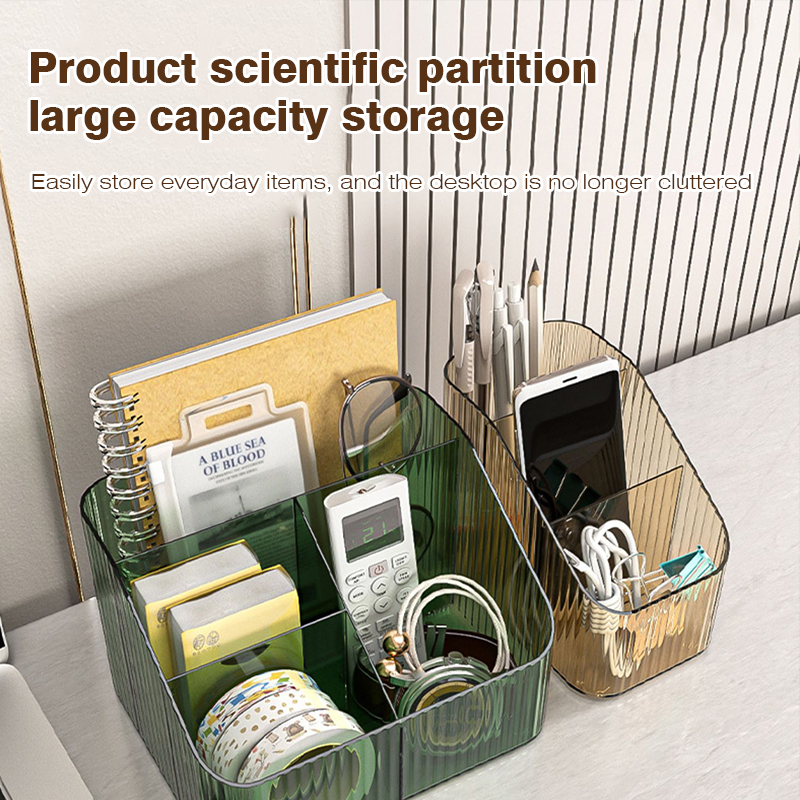 3 Grid Transparent Plastic Large Capacity Sundries Office Bathroom Make ...