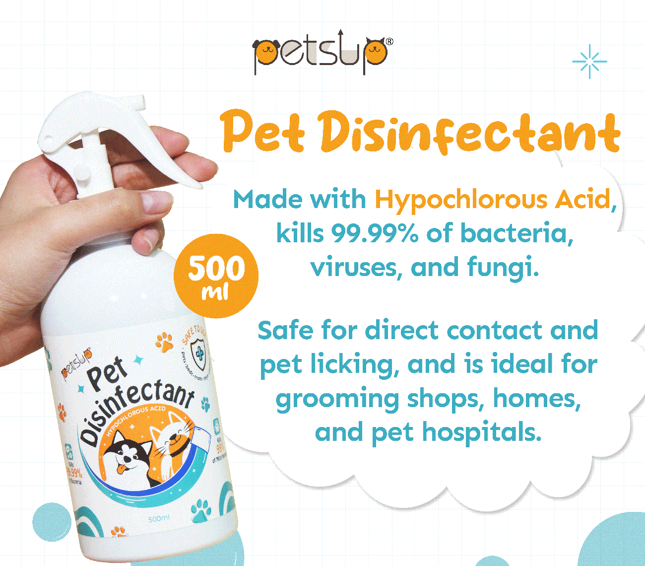 Petsup Pet Disinfectant Spray 500ml Odor Deodorizer Spray Odor ...