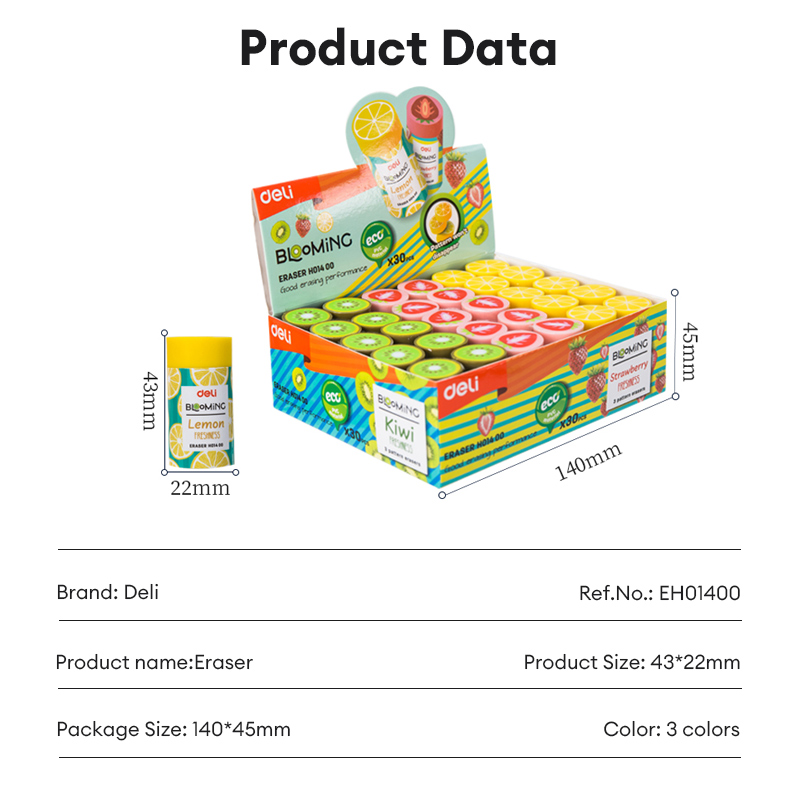 Deli EH01400 Mini Cute Eraser With Eco-PVC Material School Supplies ...