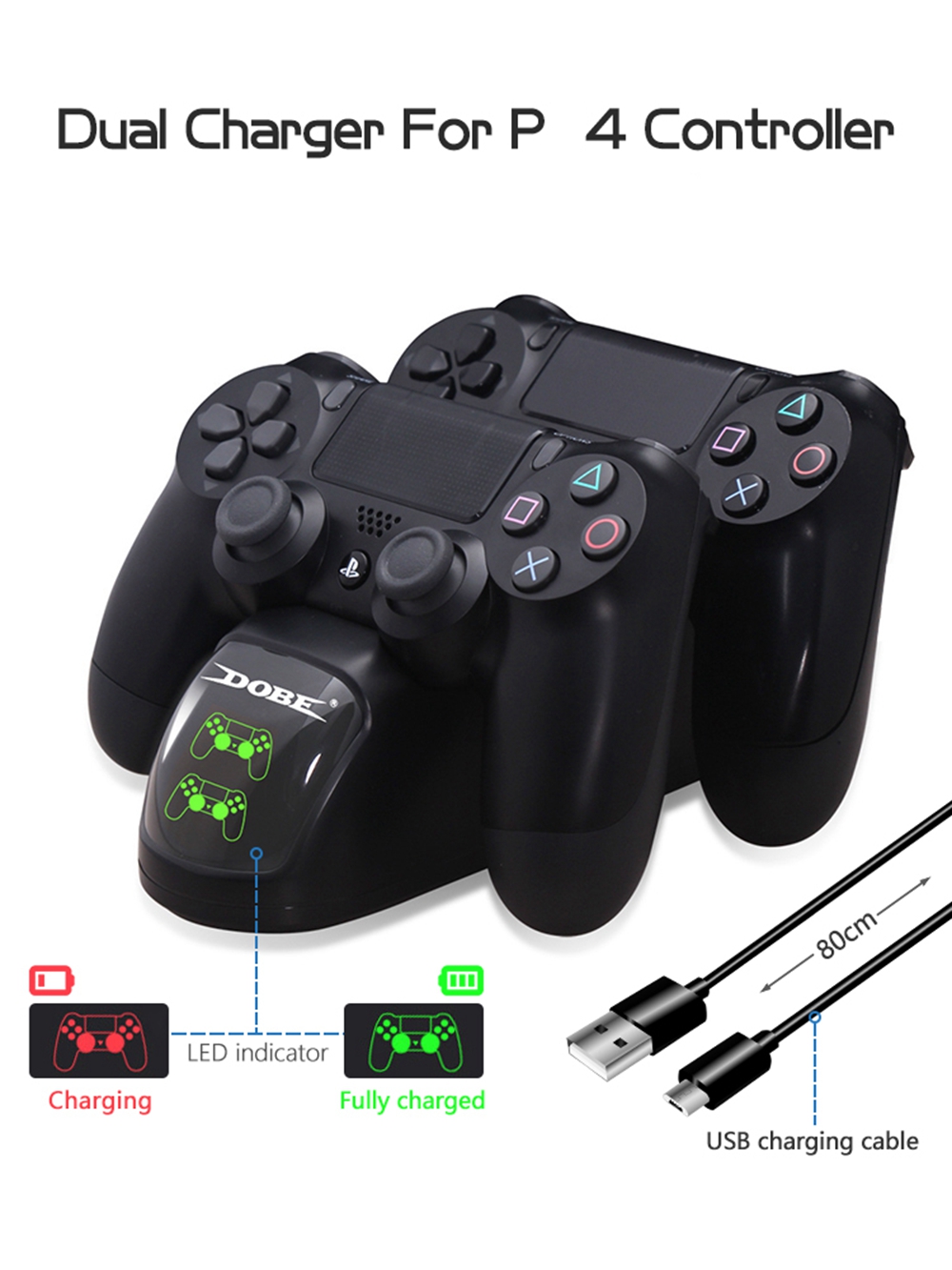 P4 Micro Input Wireless Controller Dual Charging Dock With Led ...