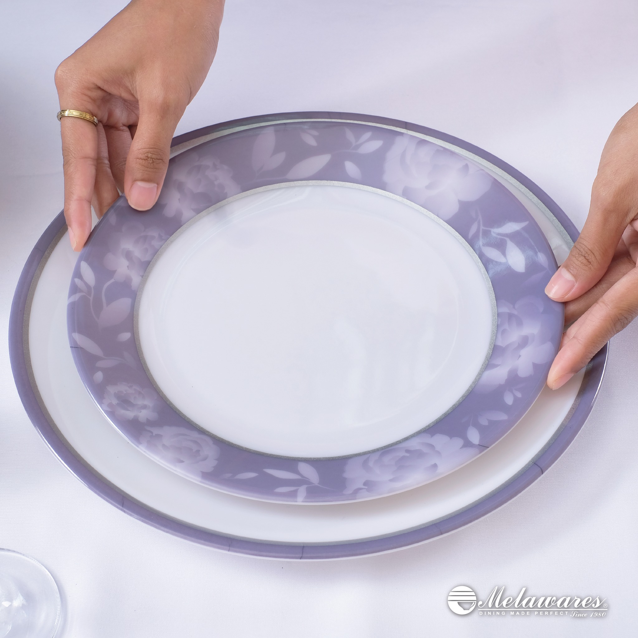 Melawares Grace 6pc 9 inch Melamine Plastic Round Dinner Plate with ...