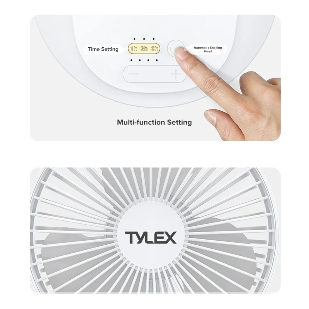 TYLEX XM47 Rotatable Desk Fan | 4000mAh Rechargeable 2A Fast Charging ...