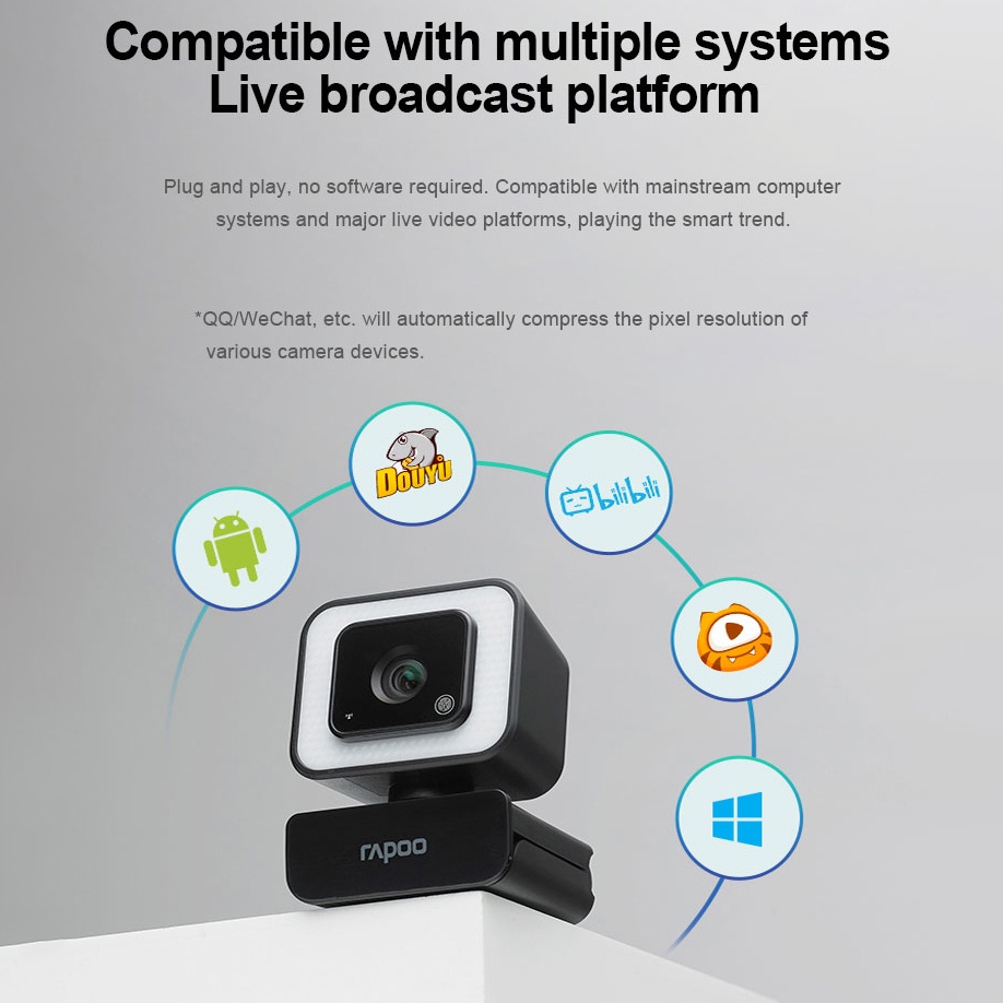 Rapoo C270L Full HD 1080P Webcam with Ring Light Web Cam For Laptop PC ...