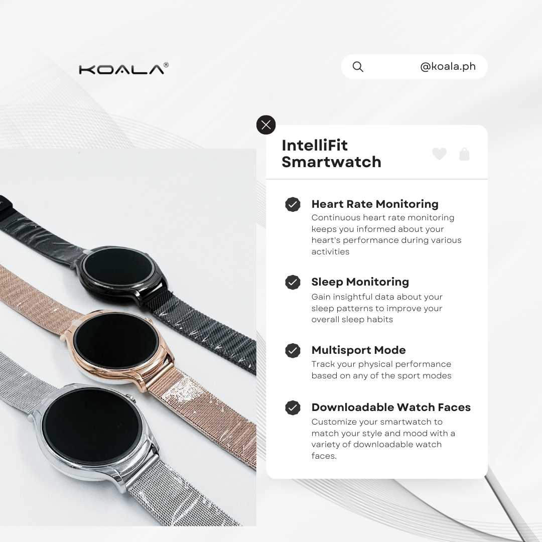 Koala® IntelliFit Smartwatch in Stainless Steel Strap | Shopee Philippines