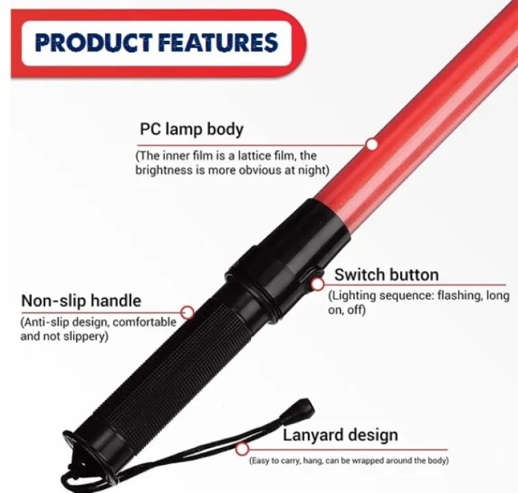 JH SAFETY LED TRAFFIC BATON Warning Sign Light For Police Traffic ...