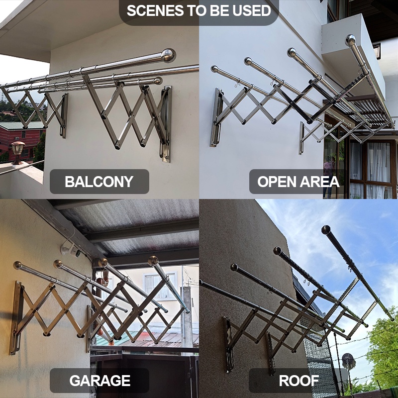 COD 3/4/5 Bar Foldable Sampayan Stainless Steel Drying Rack Clothes ...